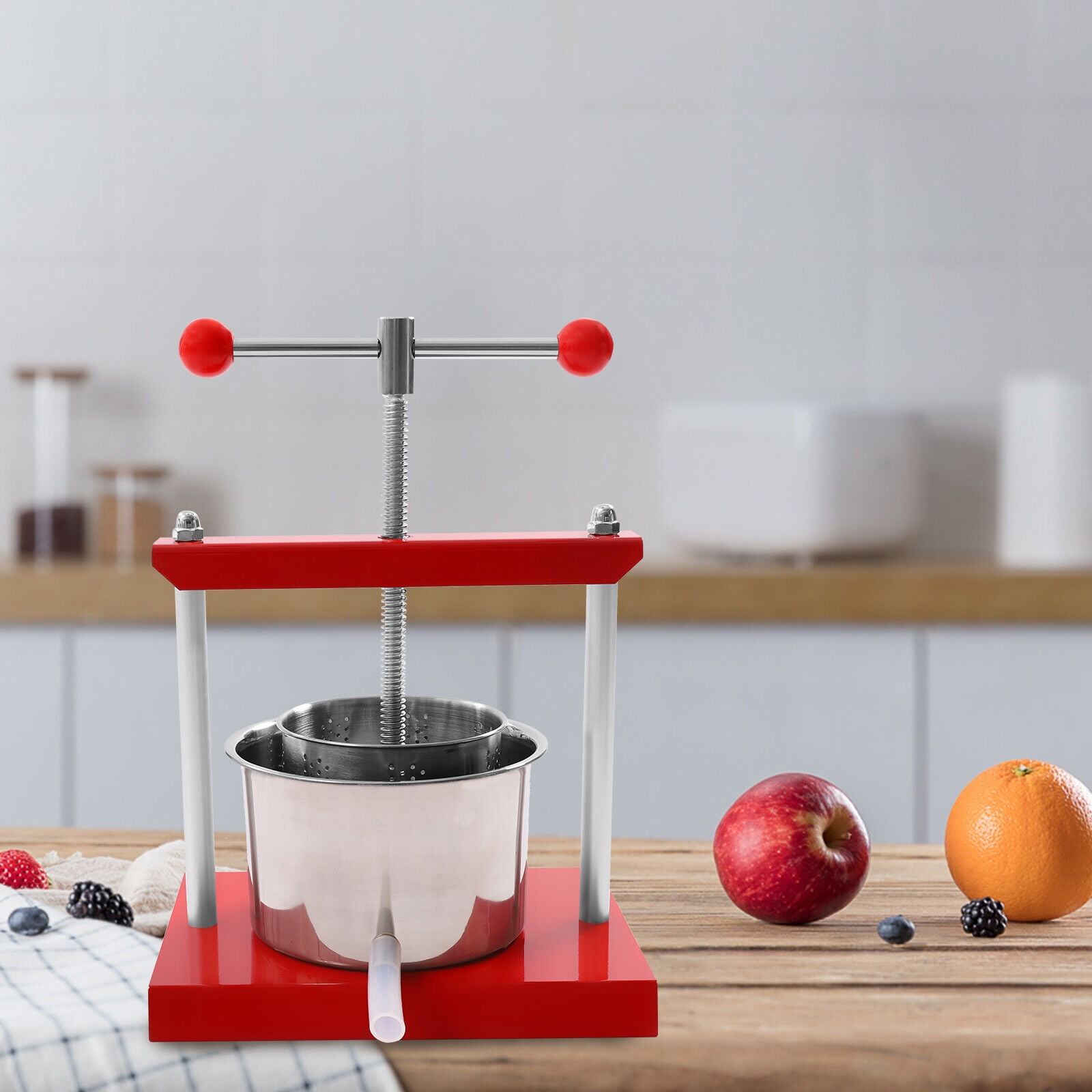 3L Stainless Steel Manual Fruit Wine Press, Hand-Press Juicer with ...