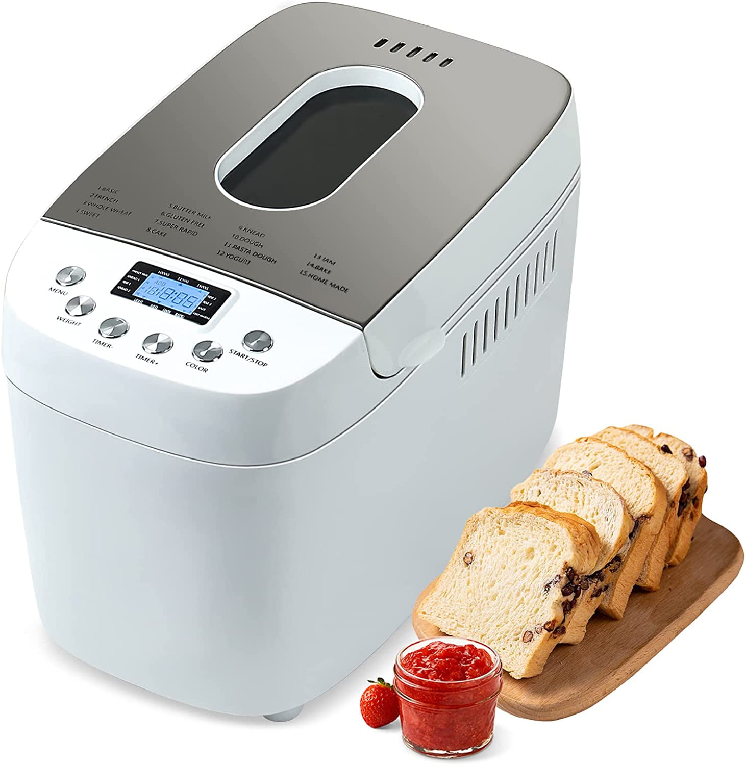 3LB Bread Maker Machine Automatic Bread Machine with Dual Kneading ...
