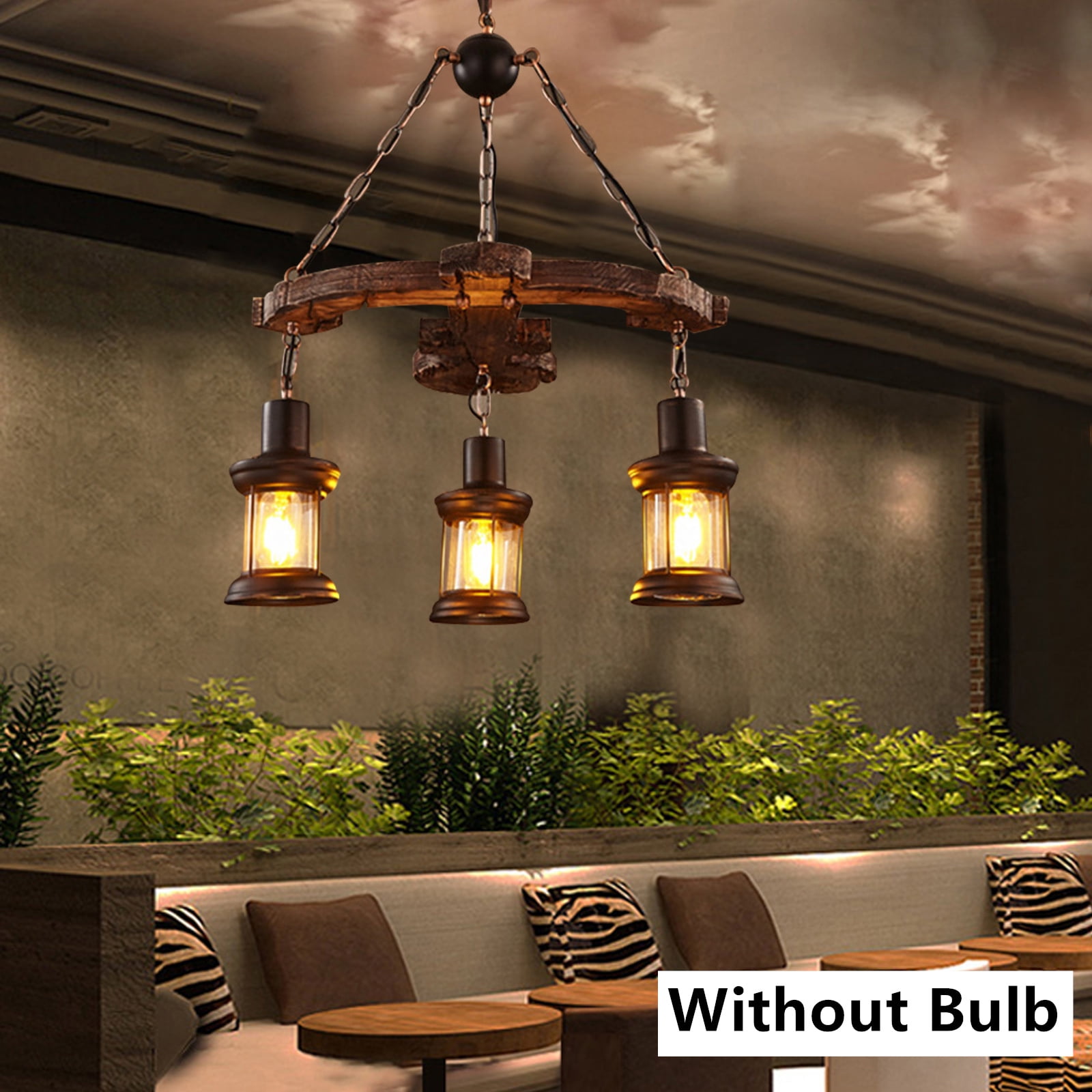 3Light Rustic Chandelier Lamp Industrial Ceiling Pendant Light Fixture ...