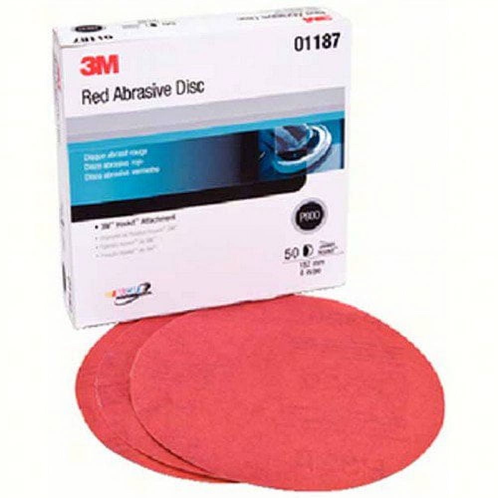 3M Hookit Red Abrasive Sanding Discs, 01187, No Hole, 6 in, 800+ Grade ...