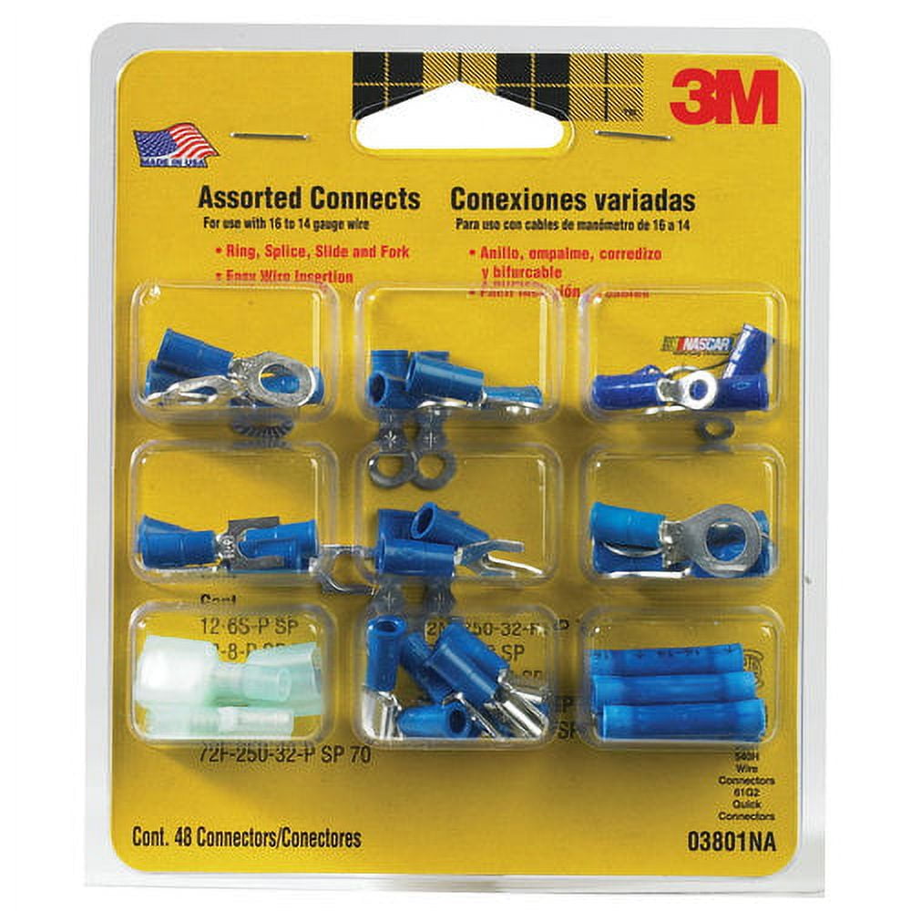 3M 03801NA Assorted Connectors for 16 to 14-Gauge Wires, Blue, 48-Pack ...