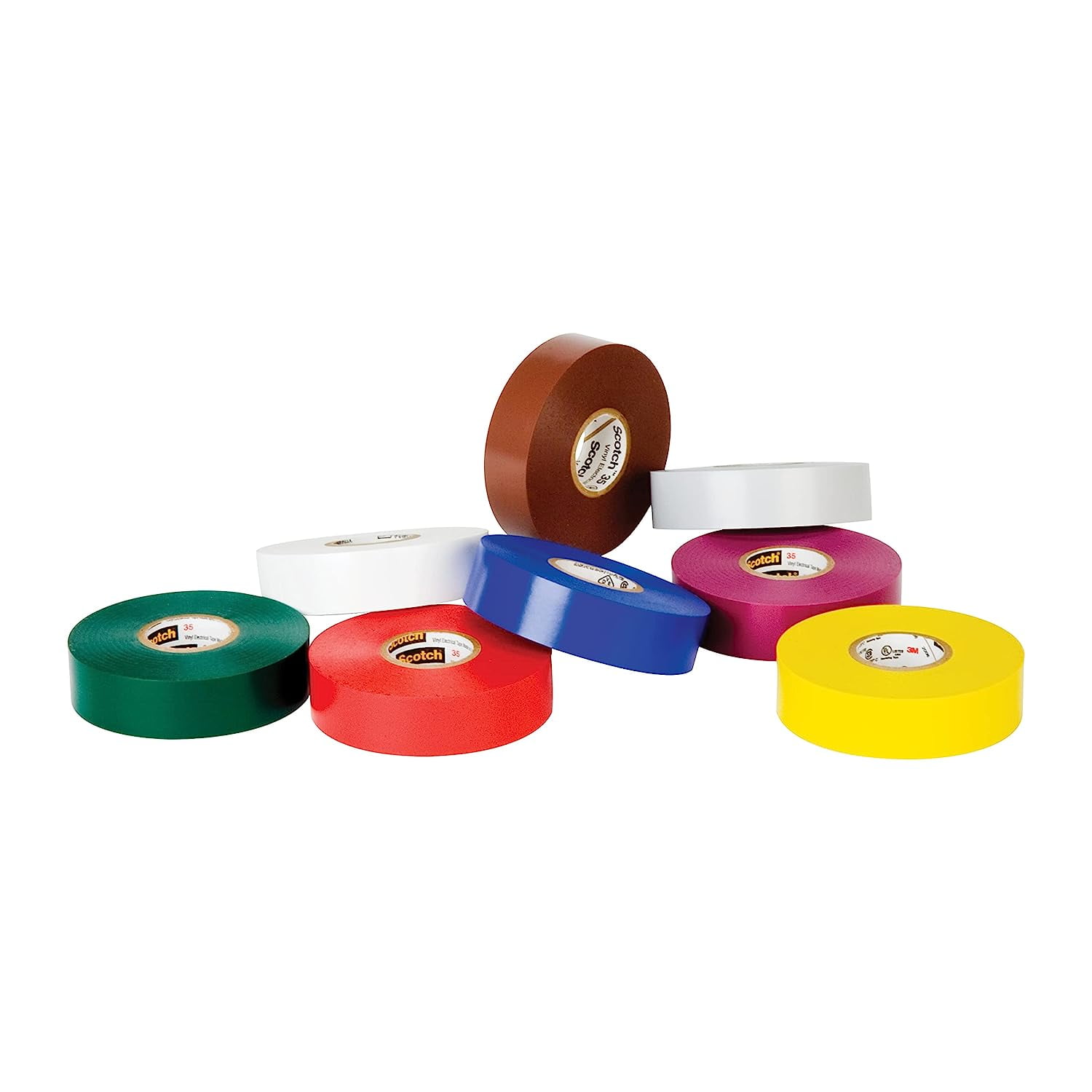 3M 1.2" x 20" Scotch Vinyl Color Coding Electrical Tape 35, Multi-Color ...