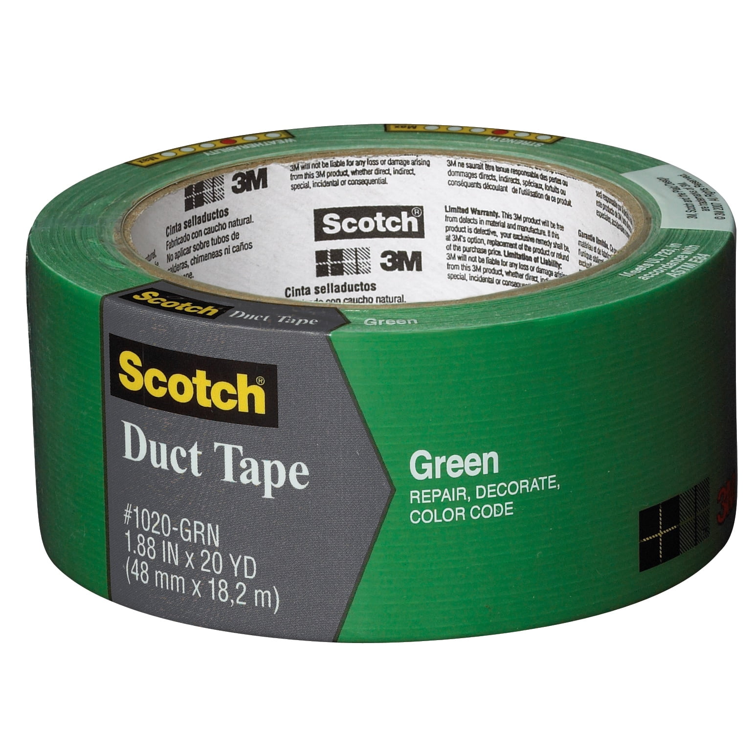 3M 1020-GRN-A 1.88" X 20 Yards Green Duct Tape - Walmart.com