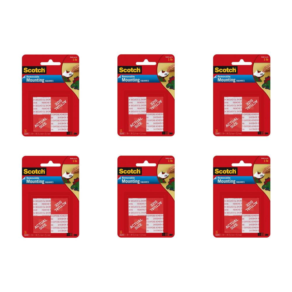 3M Scotch Removable Double-Sided Mounting Squares, 16 Adhesives, 6 ...