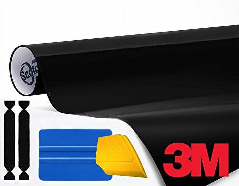 3M Gloss Black Automotive Vinyl Wrap Roll with Car Wrap Kit Tools (1ft ...