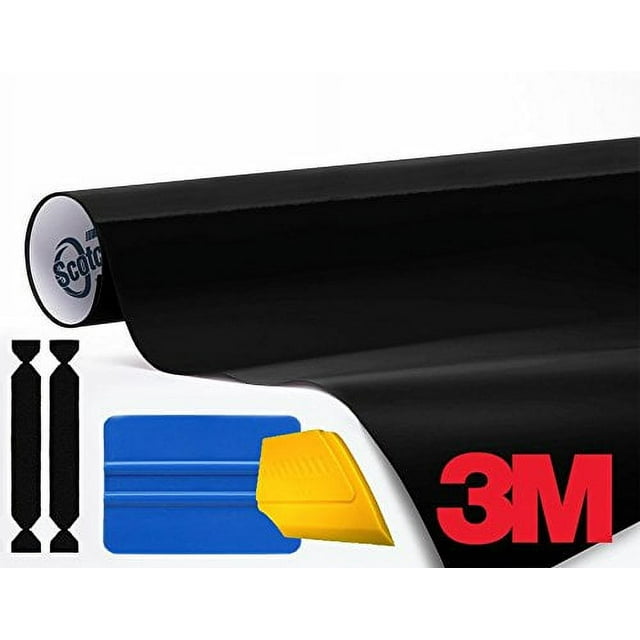 3M Gloss Black Automotive Vinyl Wrap Roll with Car Wrap Kit Tools (1ft ...