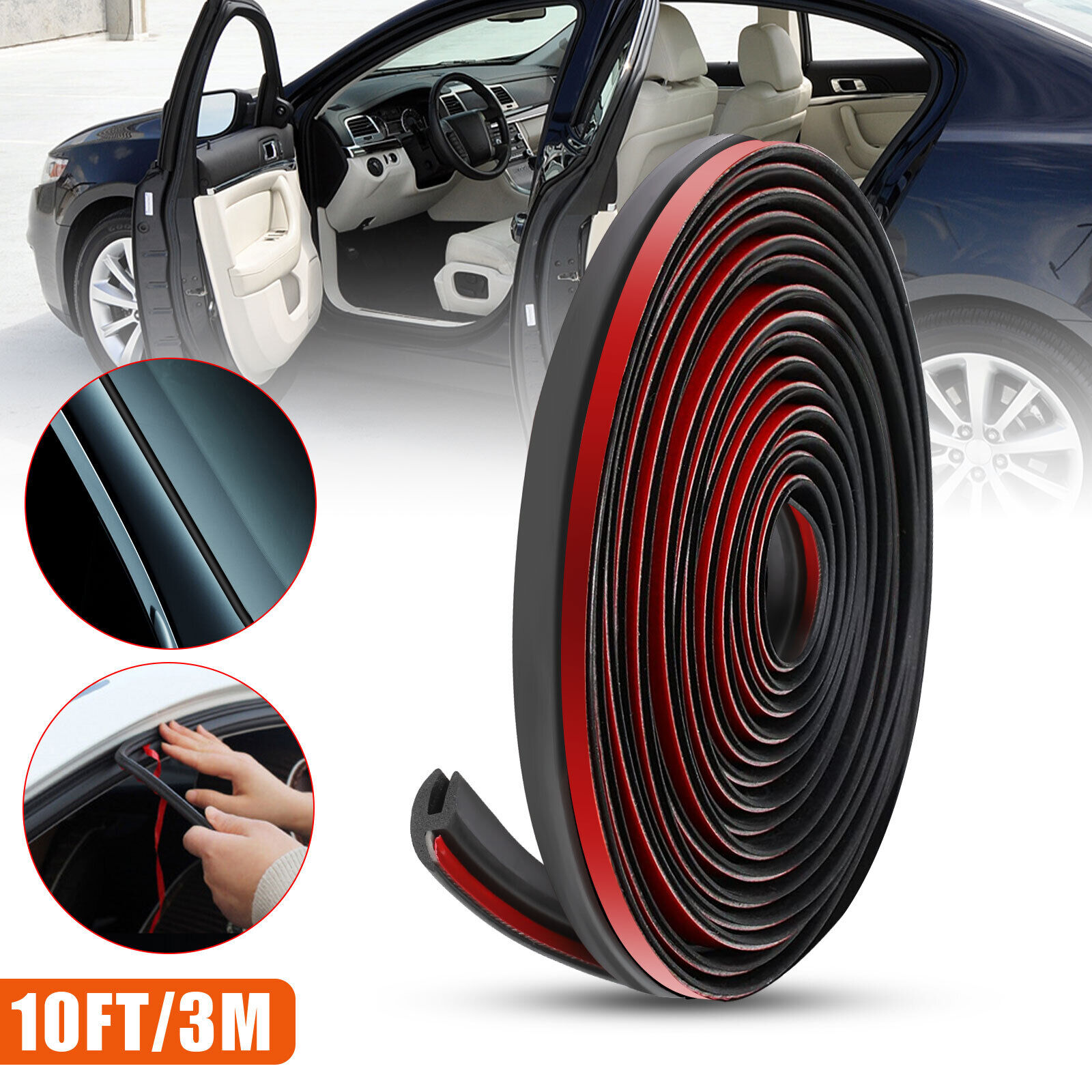 3M/10FT Car Door Edge Windshield Window Rubber Seal Weather Strip ...