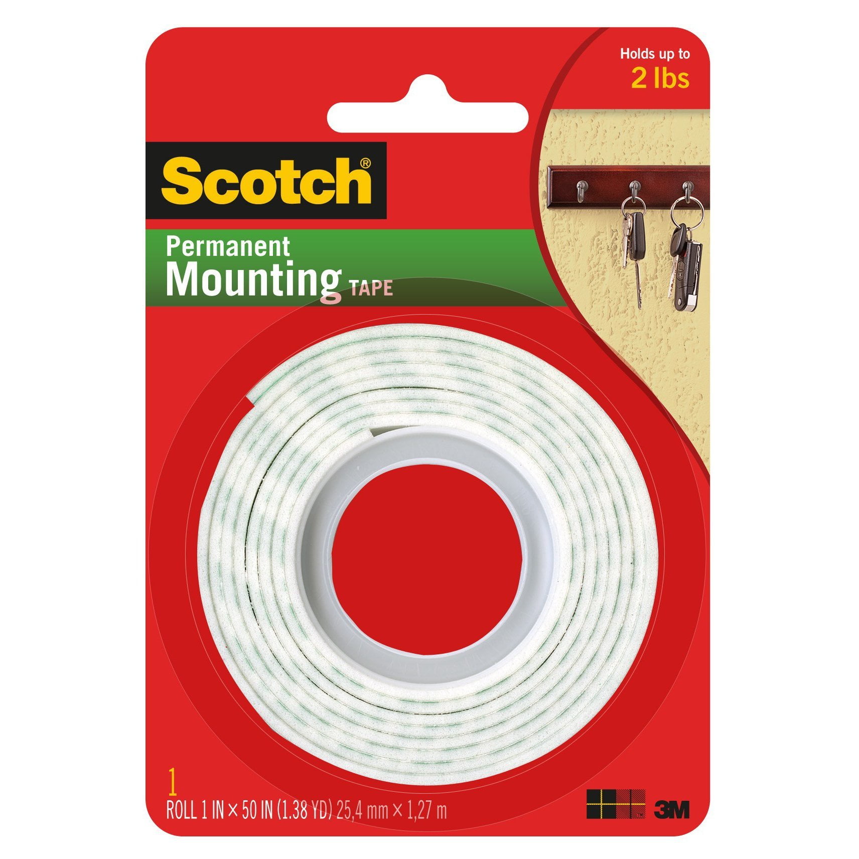 3M 114 1" X 50" Scotch Mounting Tape - Walmart.com