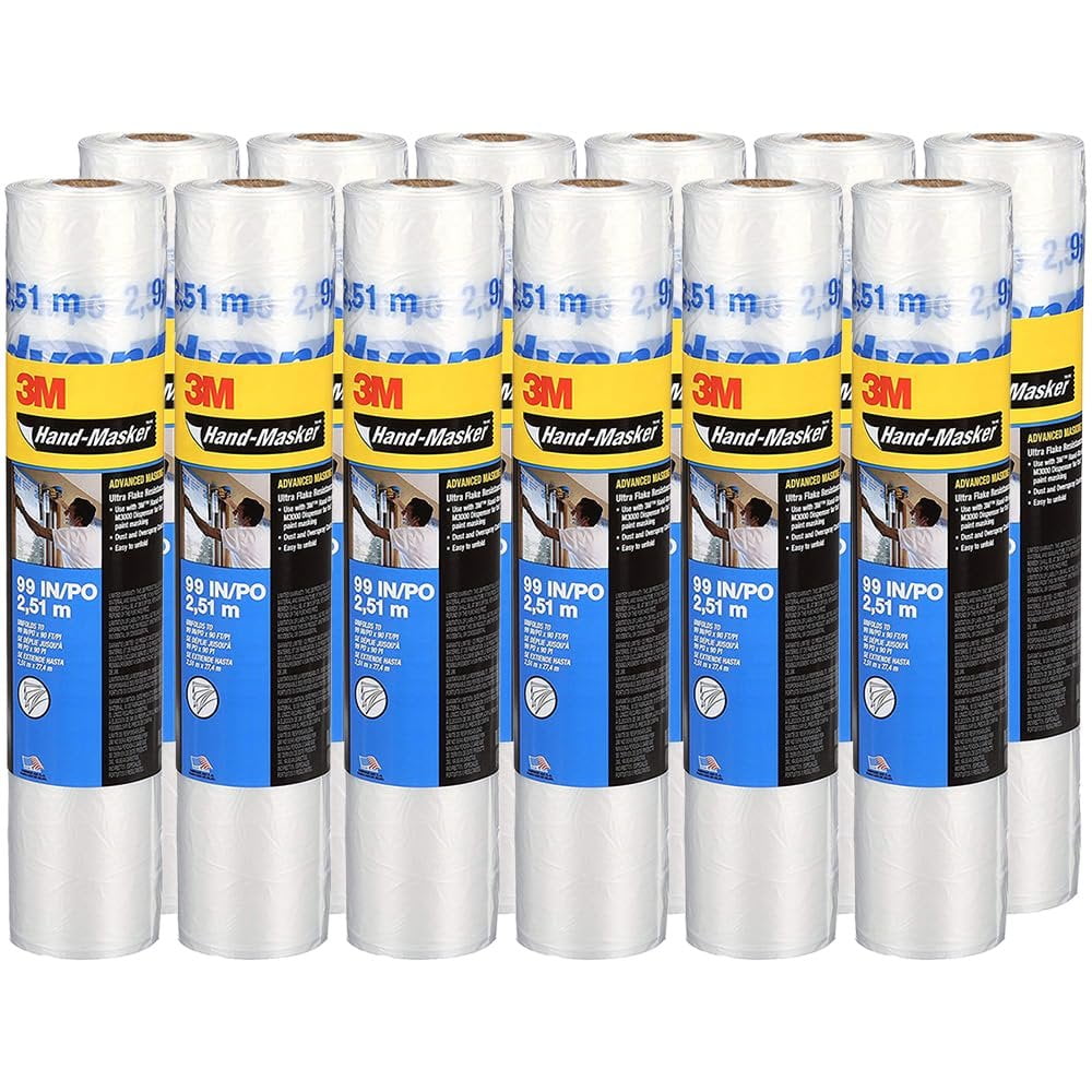 3M 12-Rolls of 99 x 90 AMF99 Hand-Masker Pre-Folded Advanced Masking ...
