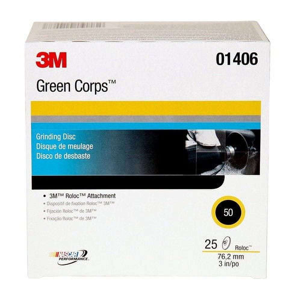 3M 1406 3 in. 50 Grade Green Corps Roloc Disc (25-Pack) - Walmart.com