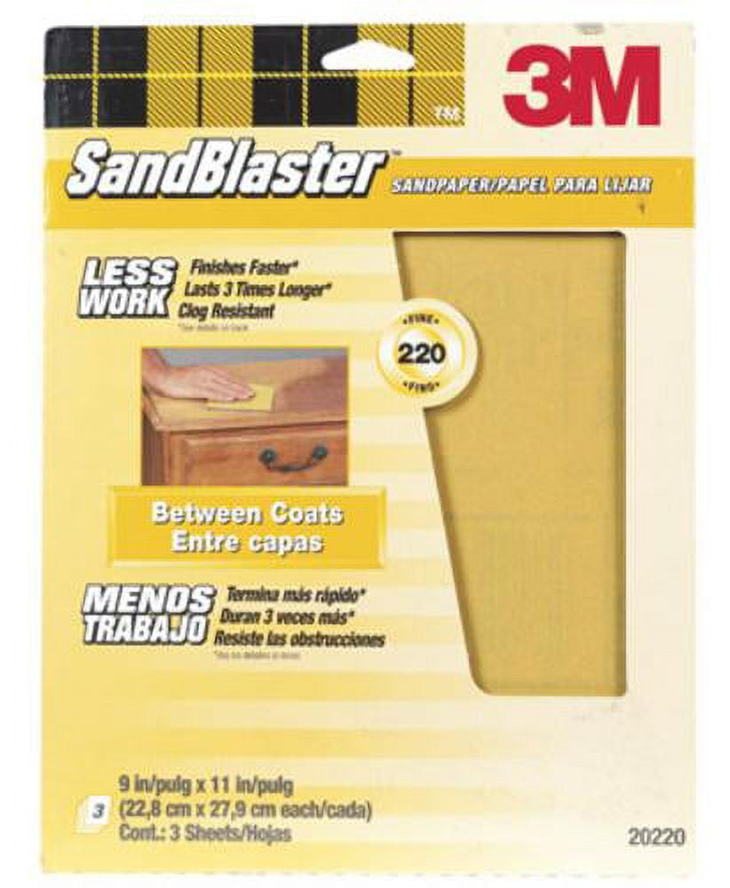 3M 20220 High Performance Sandpaper 9"X11" Grit 220 - Walmart.com