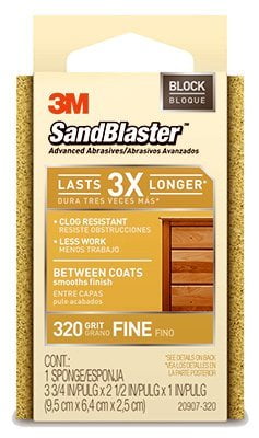 3M 20907-180 180 Grit Sandblaster Between Coats Sanding Sponge Block ...