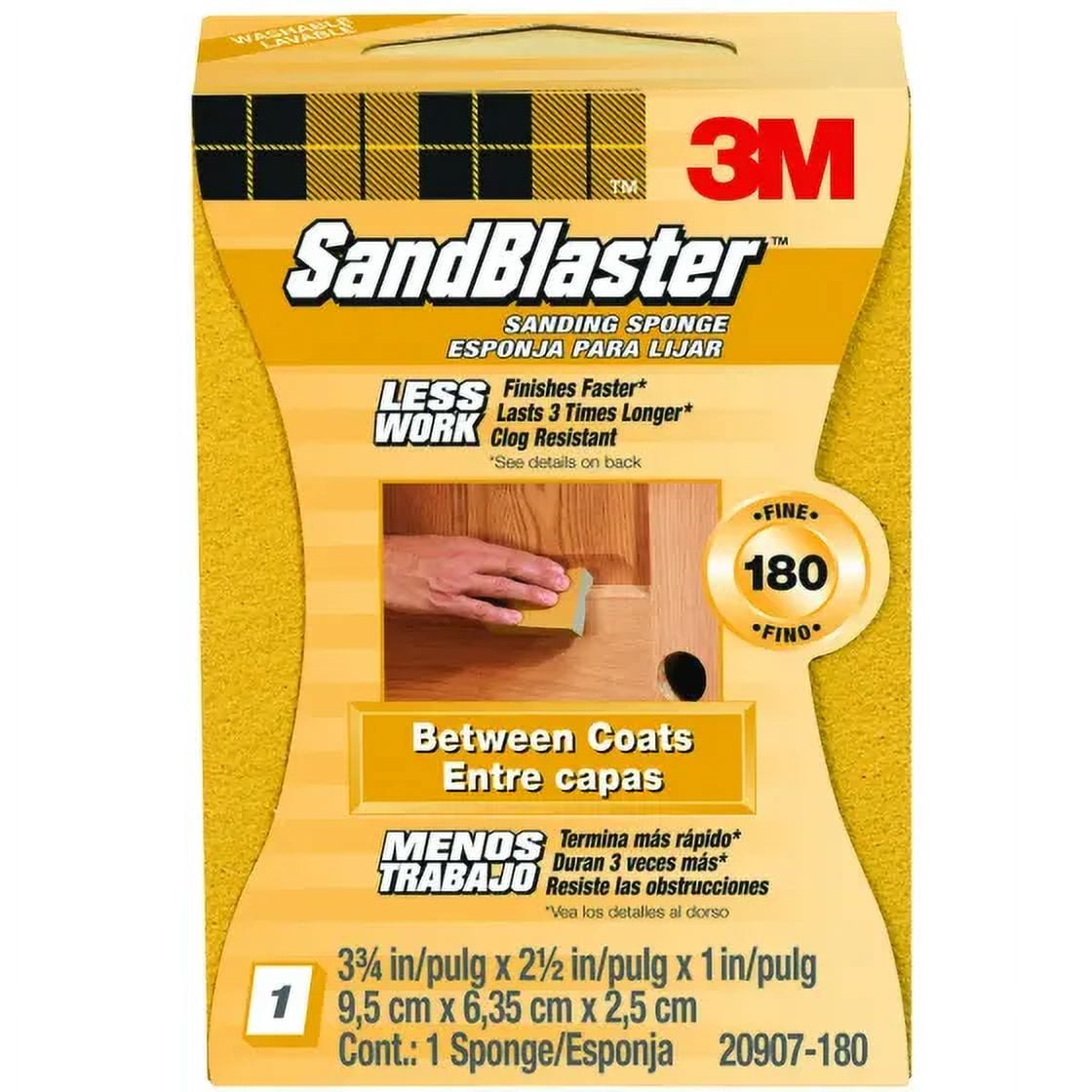 3M 20907-180 Sand Blaster Sanding Sponge 3-3/4 Inch By 2-5/8 Inch By 1 ...