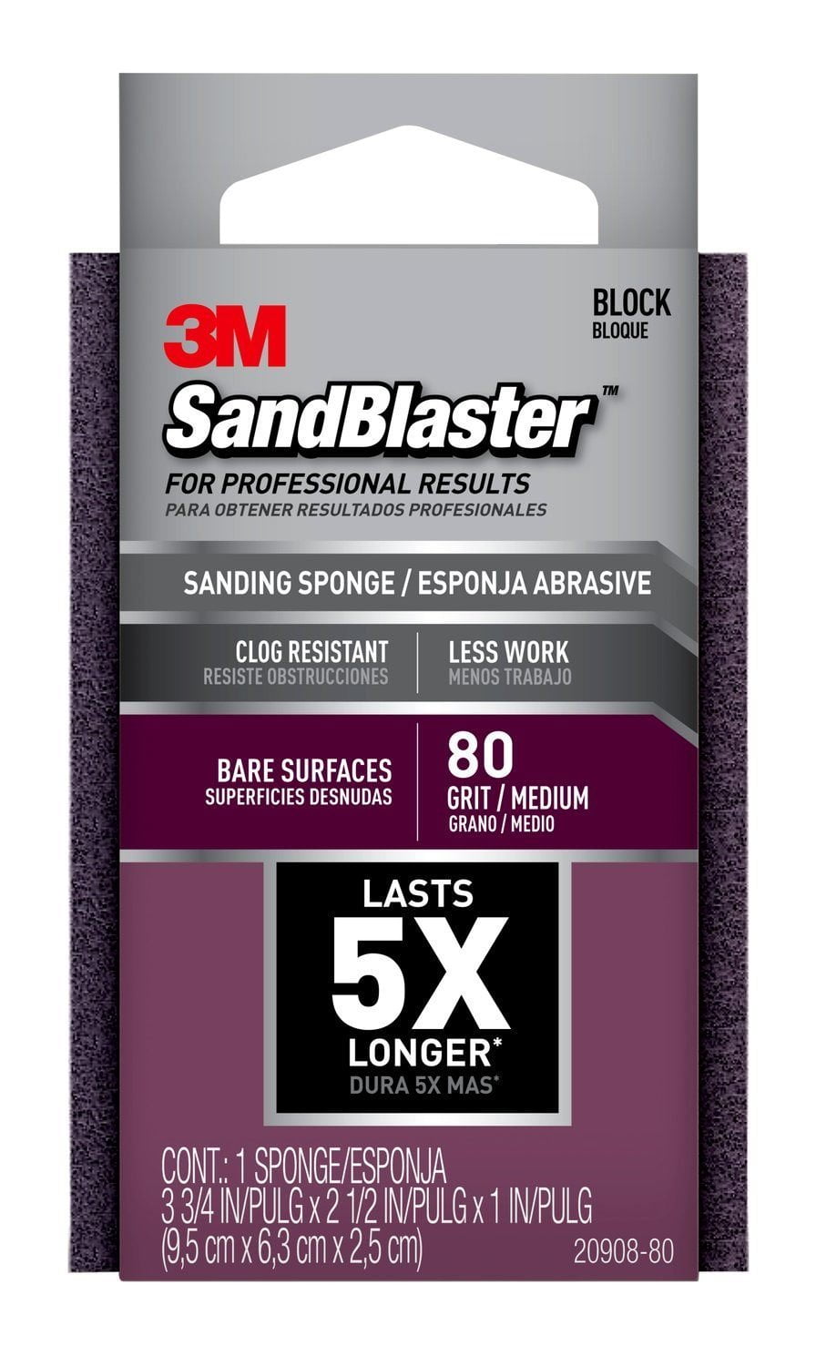 3M 20908-80 Sand Blaster Bare Surfaces Sanding Sponges - Walmart.com