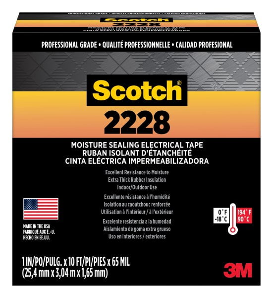 Scotch® 2228 Rubber Mastic Electrical Tape, 1 in x 10 ft x 0.065 in ...