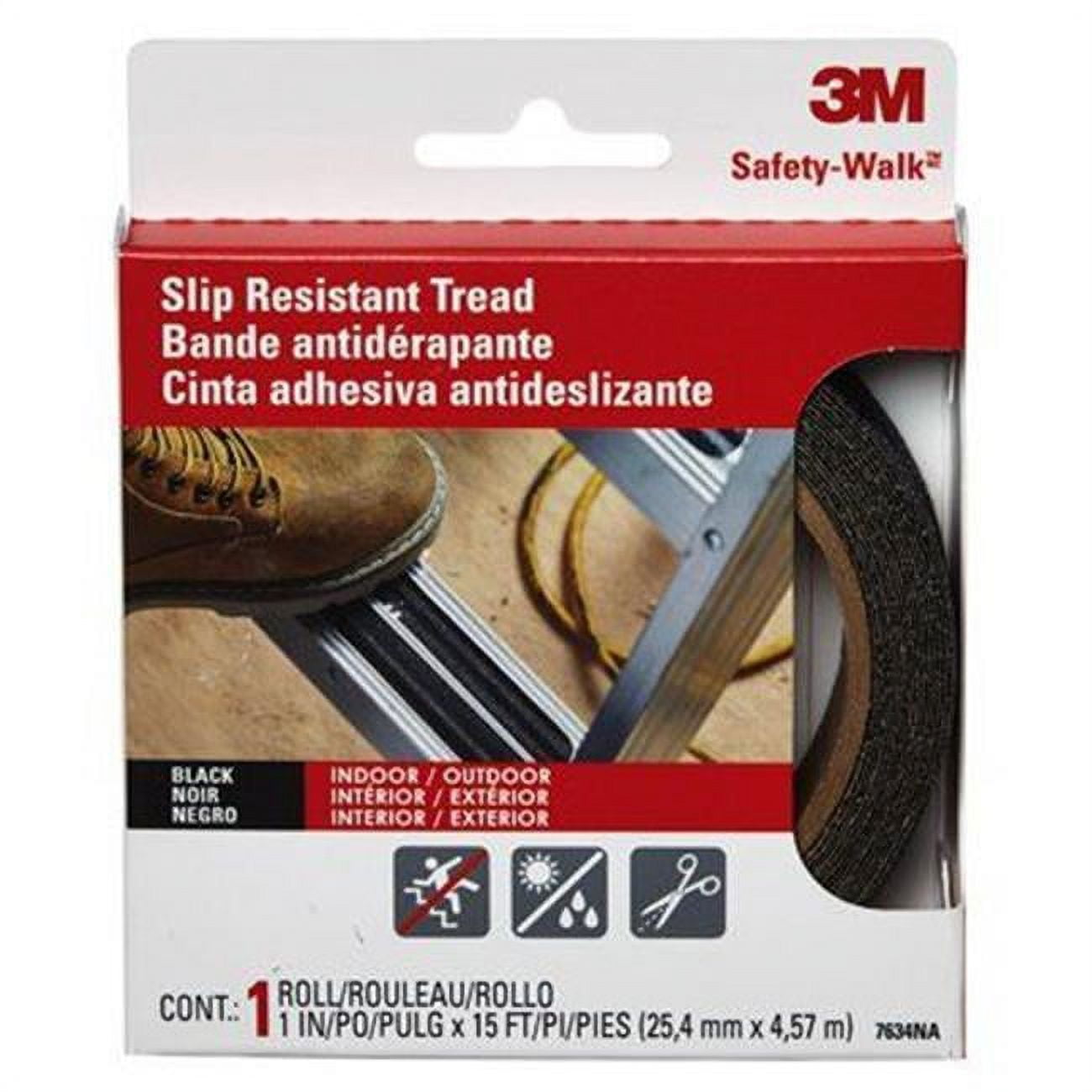 3M 610B-R1X180 Safety-Walk Slip-Resistant General Purpose Tape, Black, 1" x 15' - Walmart.com