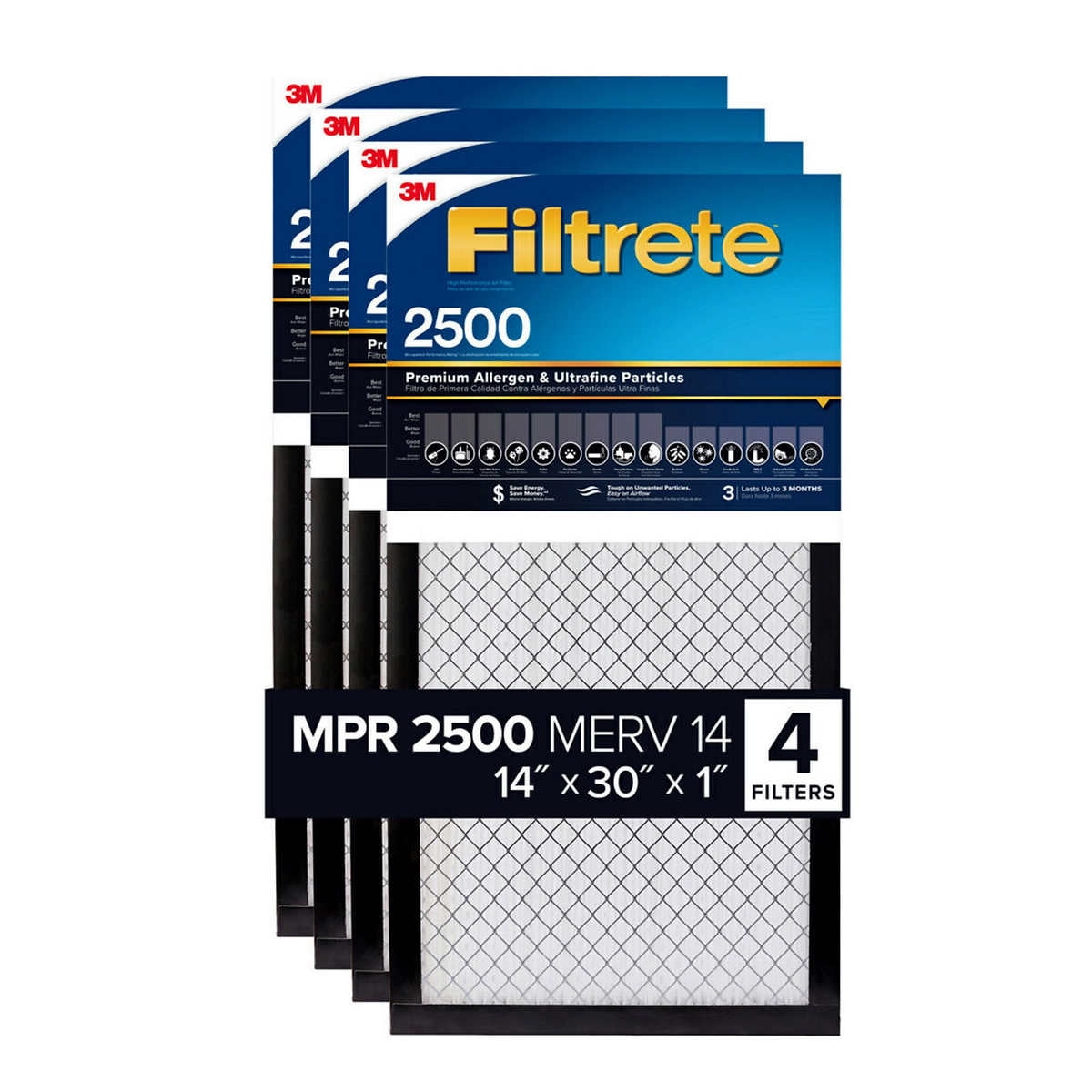 "3M Filtrete 2500 Series 1"" Furnace Air Filter, MPR 2500 MERV 14, Home ...