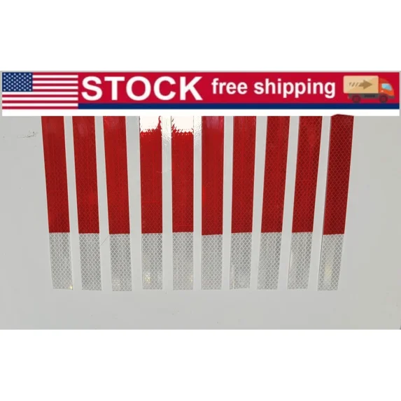 3M 25Pcs Conspicuity Reflective Tape 1X10” Red White Strip Trailer Rv ...