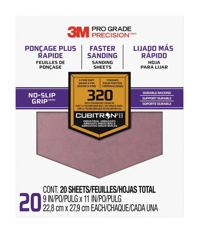 3M 26320CP-P-G 9" X 11" 320 Grit Professional Grade Sandpaper Pack of ...