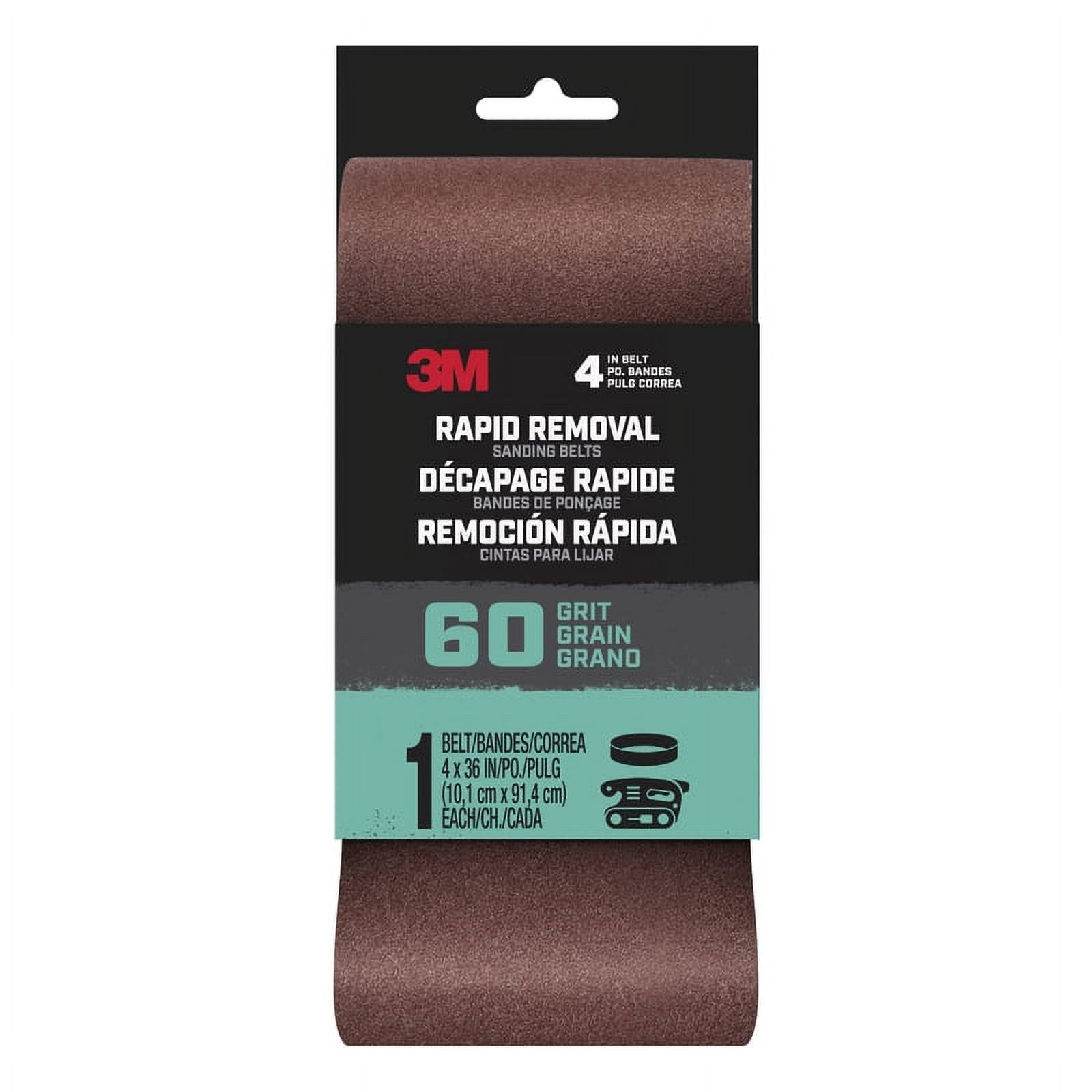 3M 27384 Sanding Belt, 60-Grit, 36 in L, 4 in W, Aluminum Oxide, for ...