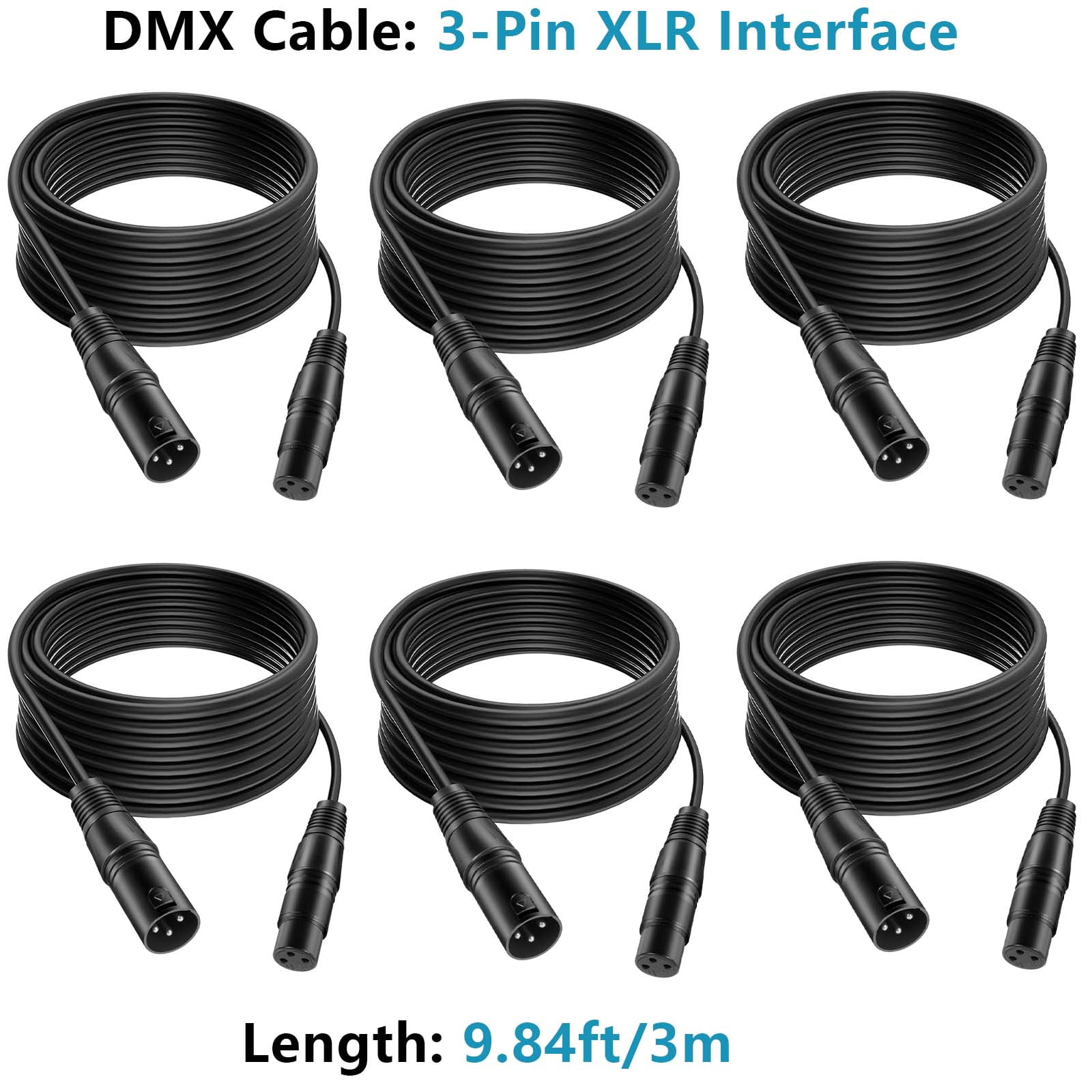 3M 3-Pin XLR Male to Female DMX Cable, Better for Stage Lights ...