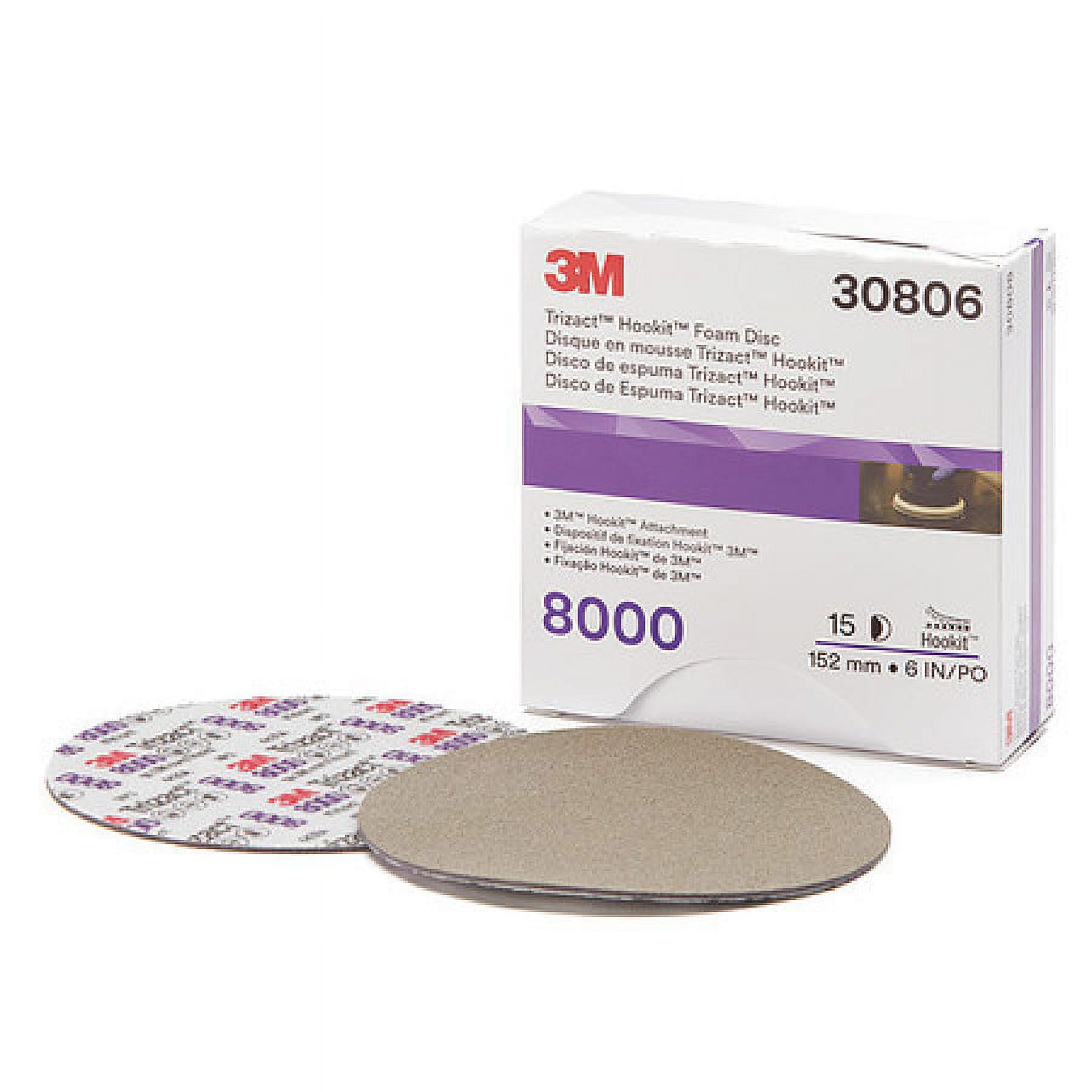 3M Polishing Pad, Long Lasting Foam, 6" Size, Hookit Attachment System ...