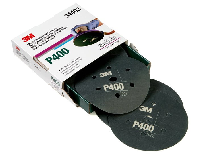 3M Flexible Abrasive Hookit Dust Free Sandpaper Discs, 6 inch, P400 ...
