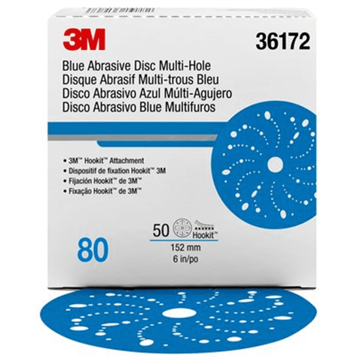 3M Hookit Blue Abrasive Disc Multihole 36172 (4PK) - Walmart.com