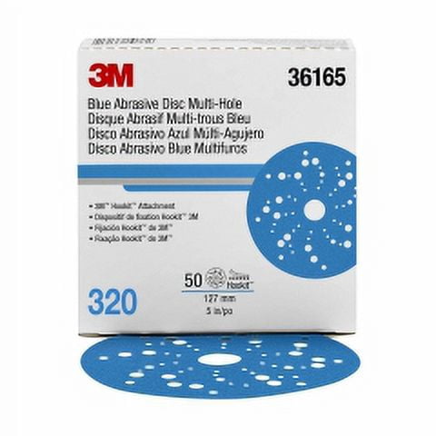3M 3M - 36165 - Hookit Blue Abrasive Disc Multi-hole, 5 in, 320G - 50 ...