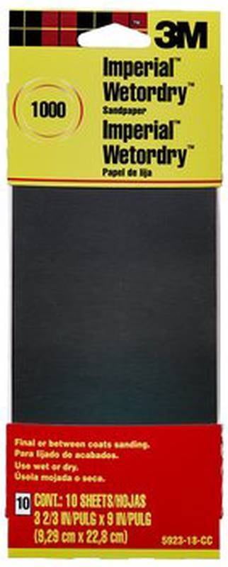 3M 5923-18-CC Sandpaper, 1000-Grit, Paper Backing, Silicone Carbide ...