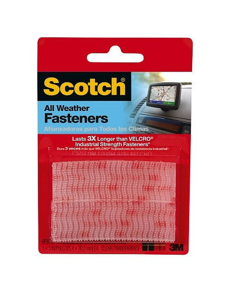 3M 64284 Scotch All-Weather Fasteners, 1 Inch x 3 Inches, Strips, Clear ...