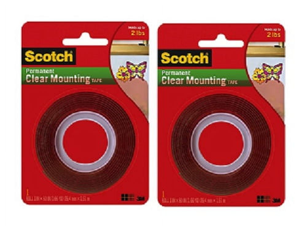 3M 76272 4010 Scotch Permanent Clear Mounting Tape (1" x 60") (2 Pack ...