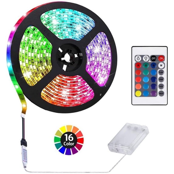 3M/9.84FT Battery Powered LED Strip Lights, Flexible Color Changing RGB ...