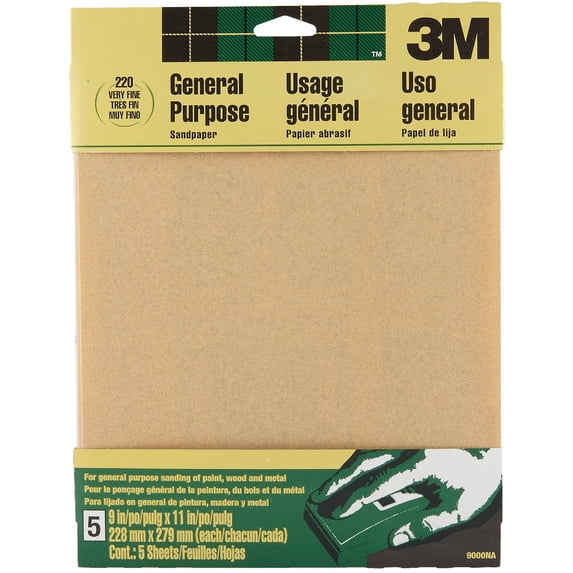 3M 9000NA 9" X 11" Extra Fine Paint, Wood, Metal Sandpaper Sheets ...