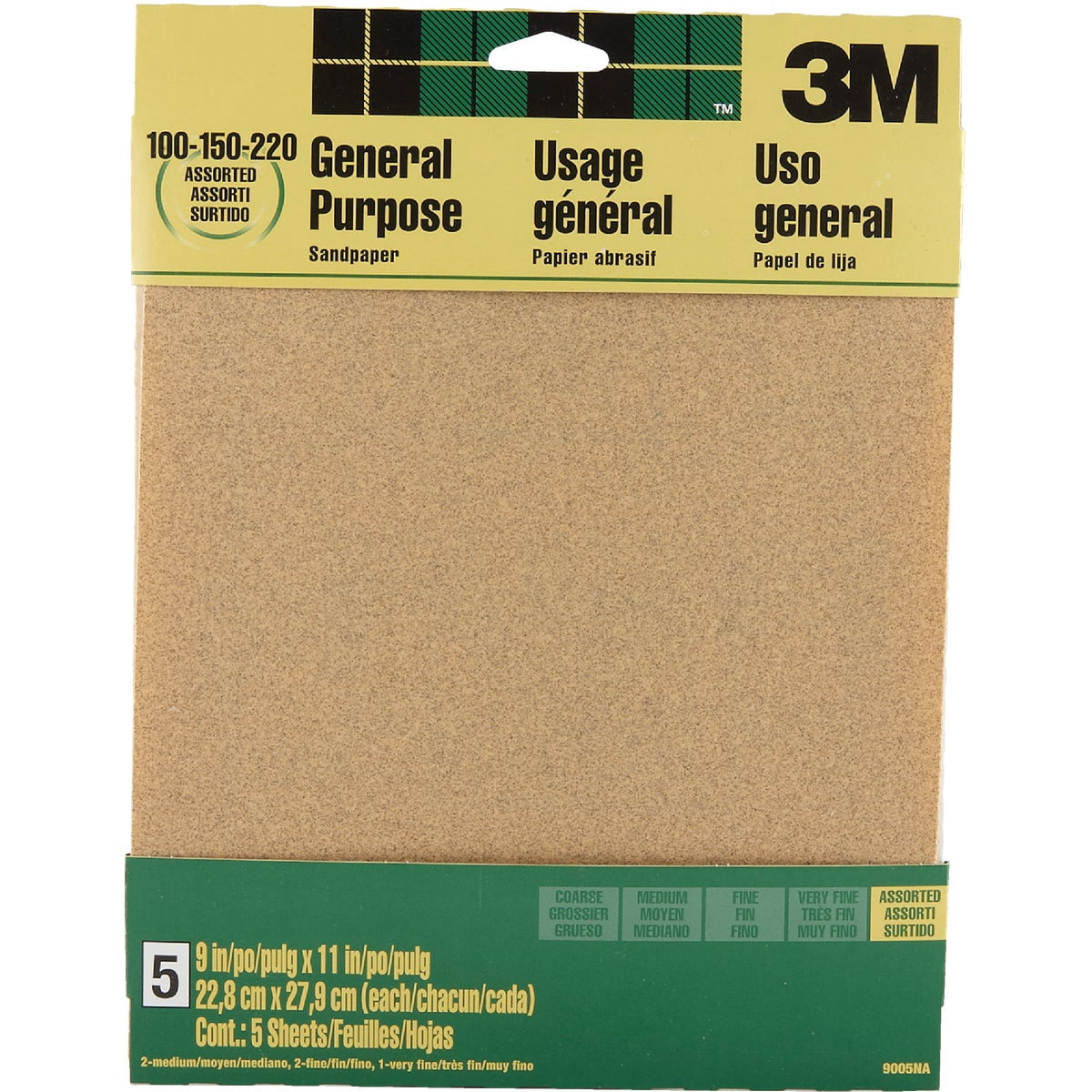 3M Aluminum Oxide Sandpaper, 9x11 Inches, Assorted, 5 Sheets - Walmart.com