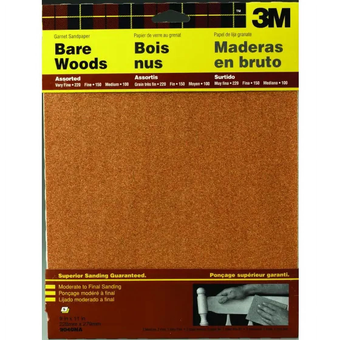 3M 9040 Sandpaper Sheets, Assorted Grit, 9 Inch By 11 Inch, 5 Pack ...