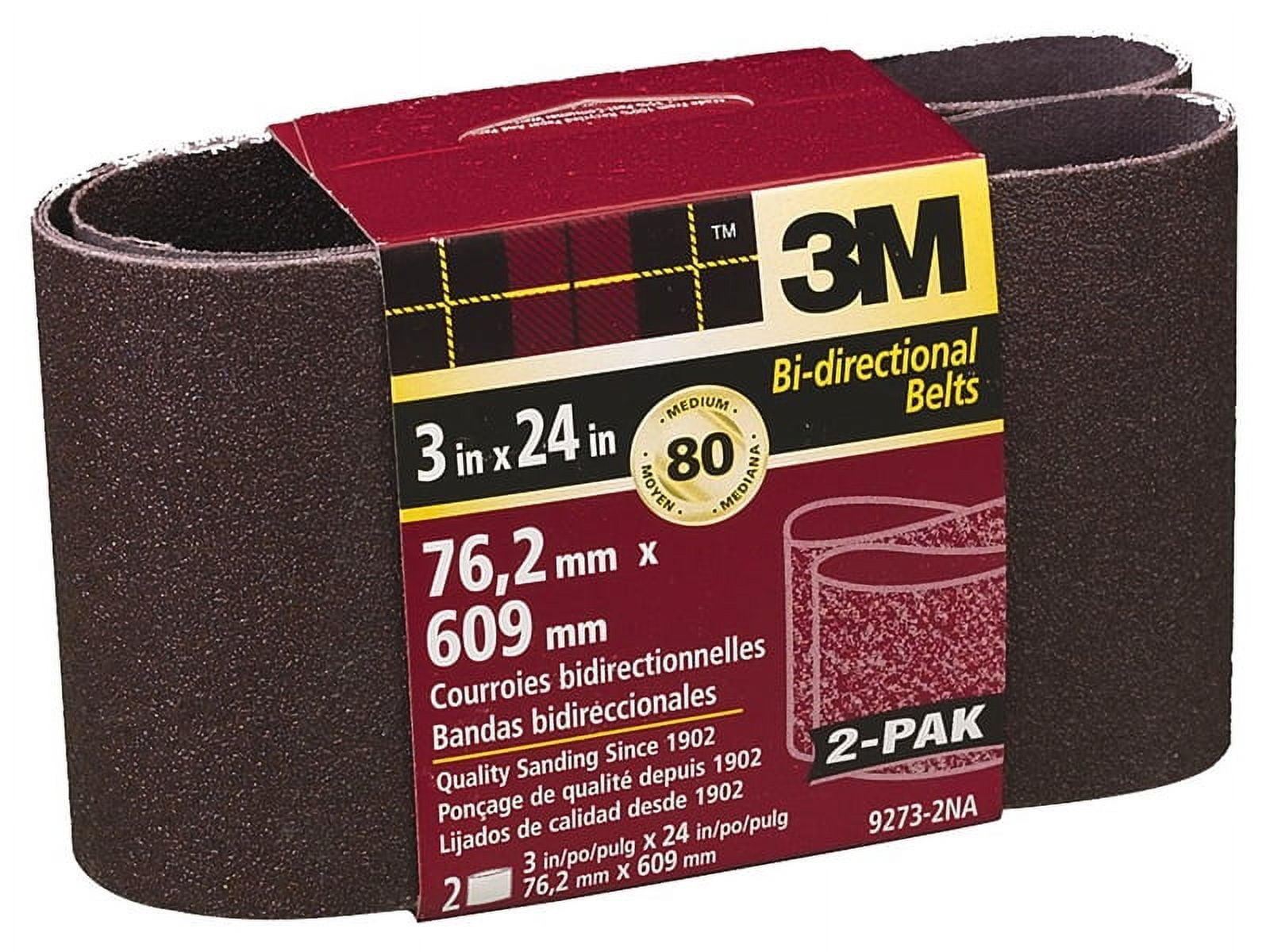 3M 9273-2 Heavy Duty Sanding Belt 3"x24", Medium, Pk/2 - Walmart.com