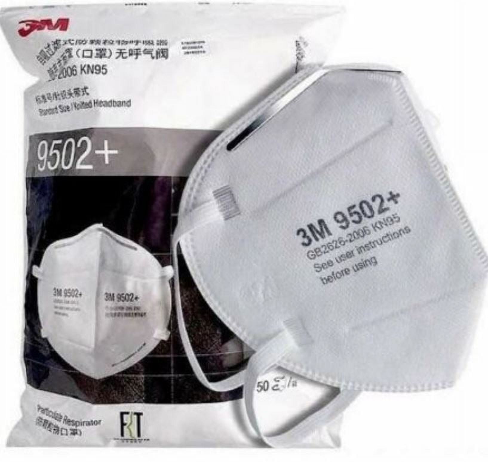 3M 9502+ Respiratory Safety Face Mask (Pack of 50, Headband). Premium ...