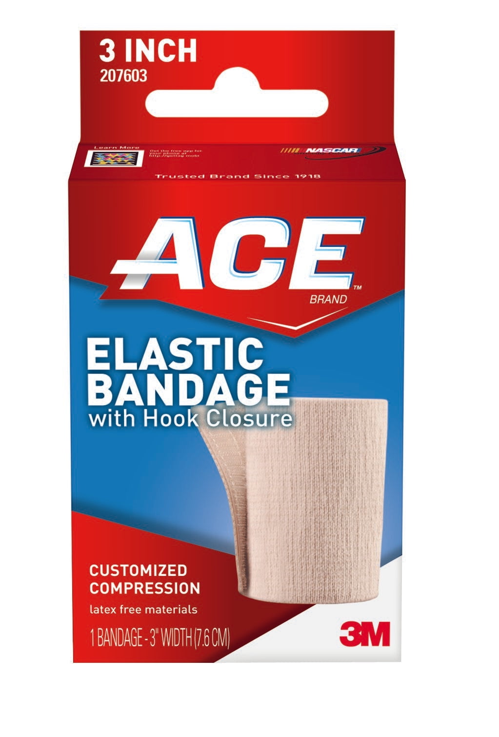3M ACE Single Hook and Loop Closure Elastic Bandage, 3 Inch Width, 3M ...