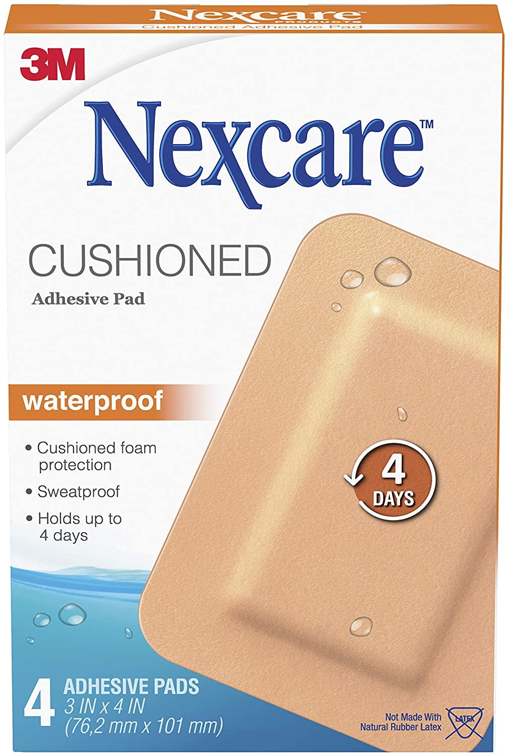 3M AWP34 Nexcare Absolute Waterproof Adhesive Gauze Pad 3 in. x 4 in ...