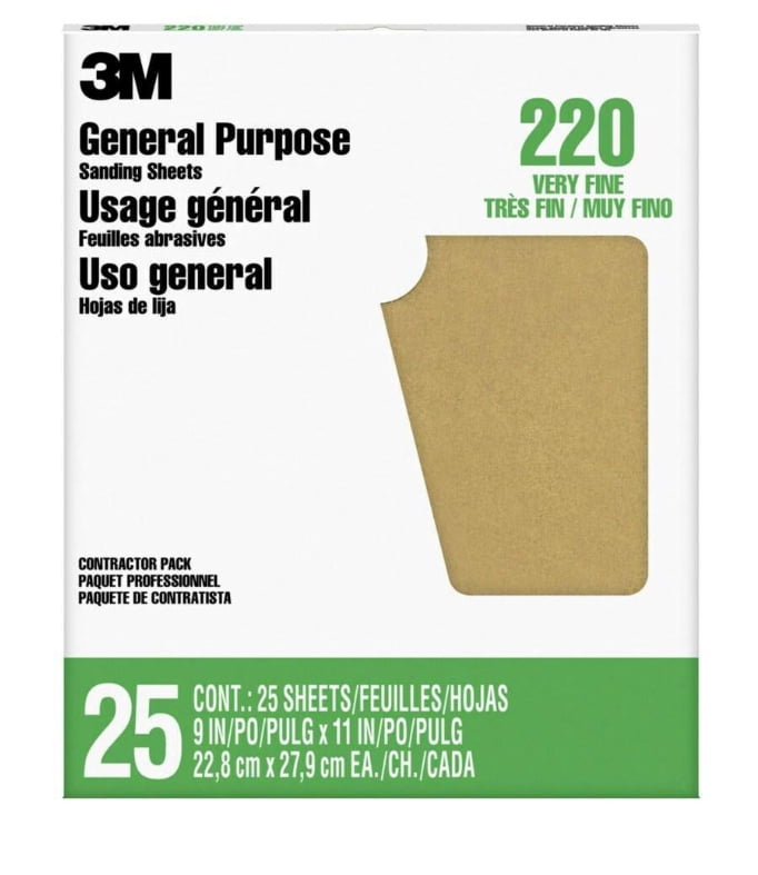 3M 99402NA Fine Grit 150 Aluminum Oxide Sandpaper Sheets, 9″ × 11″ – 25 ...