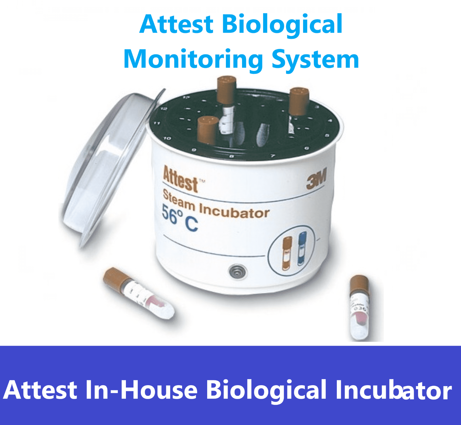 3M Attest Biological Indicator 14-Vial (round) Incubator 56°C Steam ...
