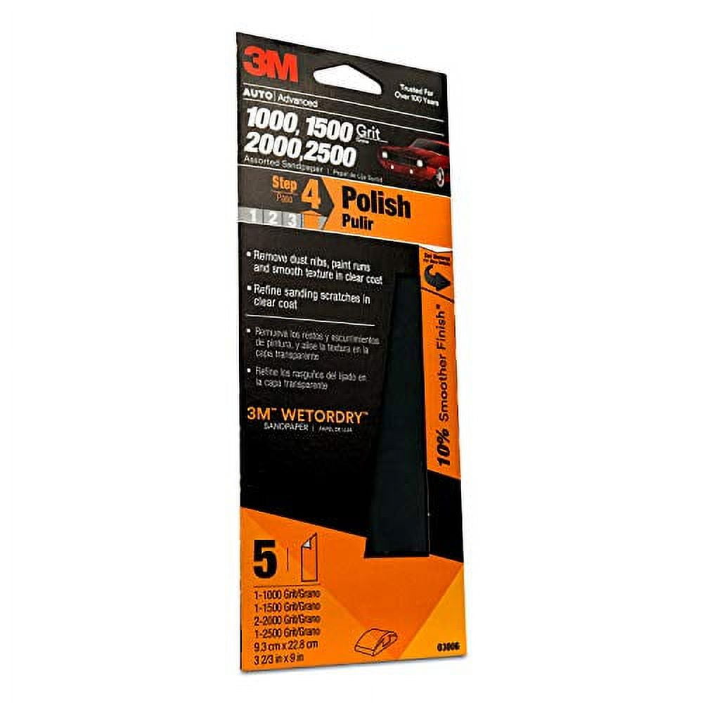 3M Auto Wet Or Dry Sandpaper 3 2/3 in x 9 in, 1000, 1500, 2000, 2500 ...