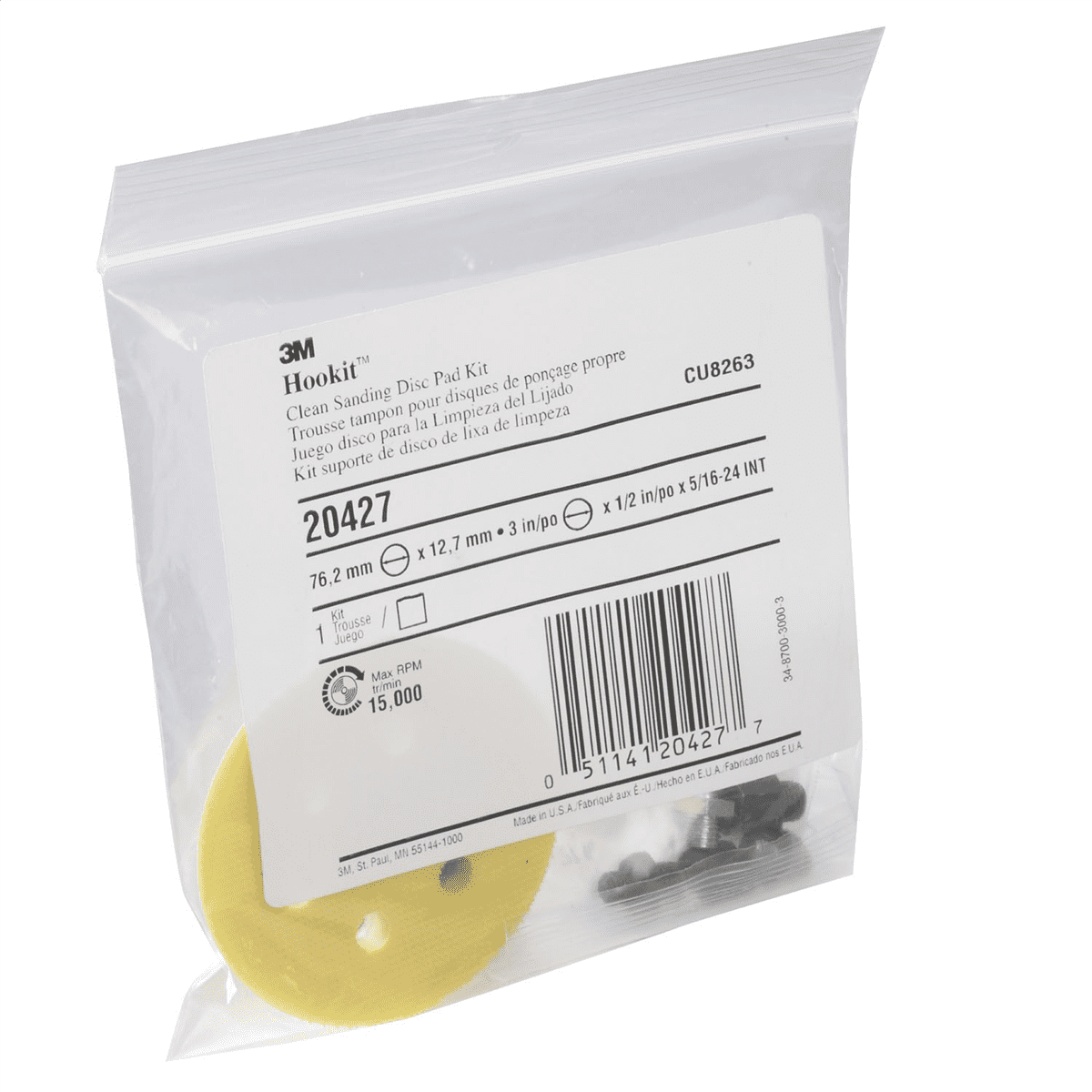 3M Automotive 20427 Hookit Clean Sanding Disc Pad Kit, 3" x 1/2 ...
