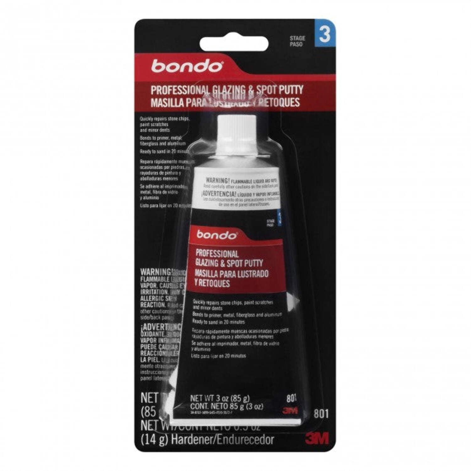 3M Bondo Professional Glazing & Spot Putty, Auto Body Filler, 3.0 oz ...