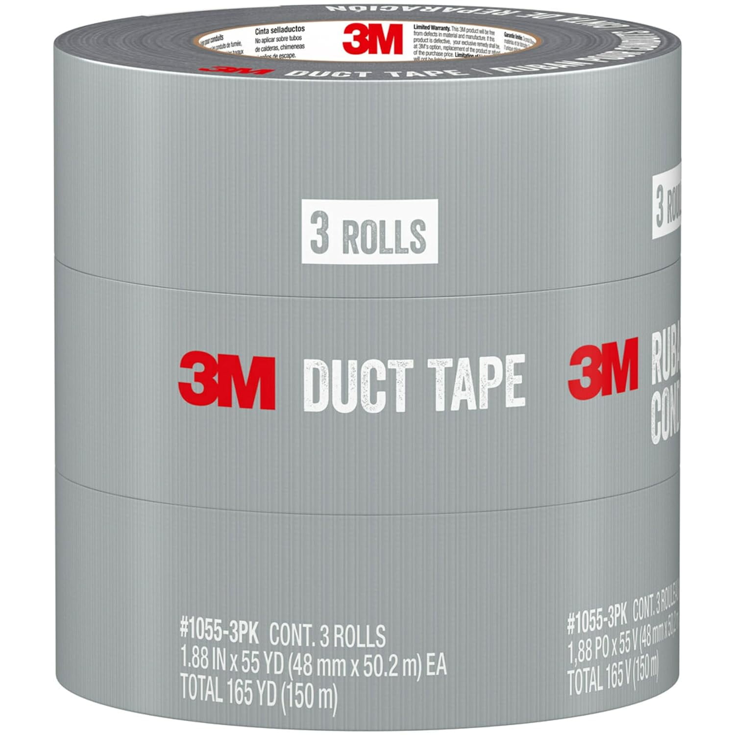 3M Basic Duct Tape, 1055-3PK, 1.88 inch by 55 yards, 3 Rolls - Walmart.com