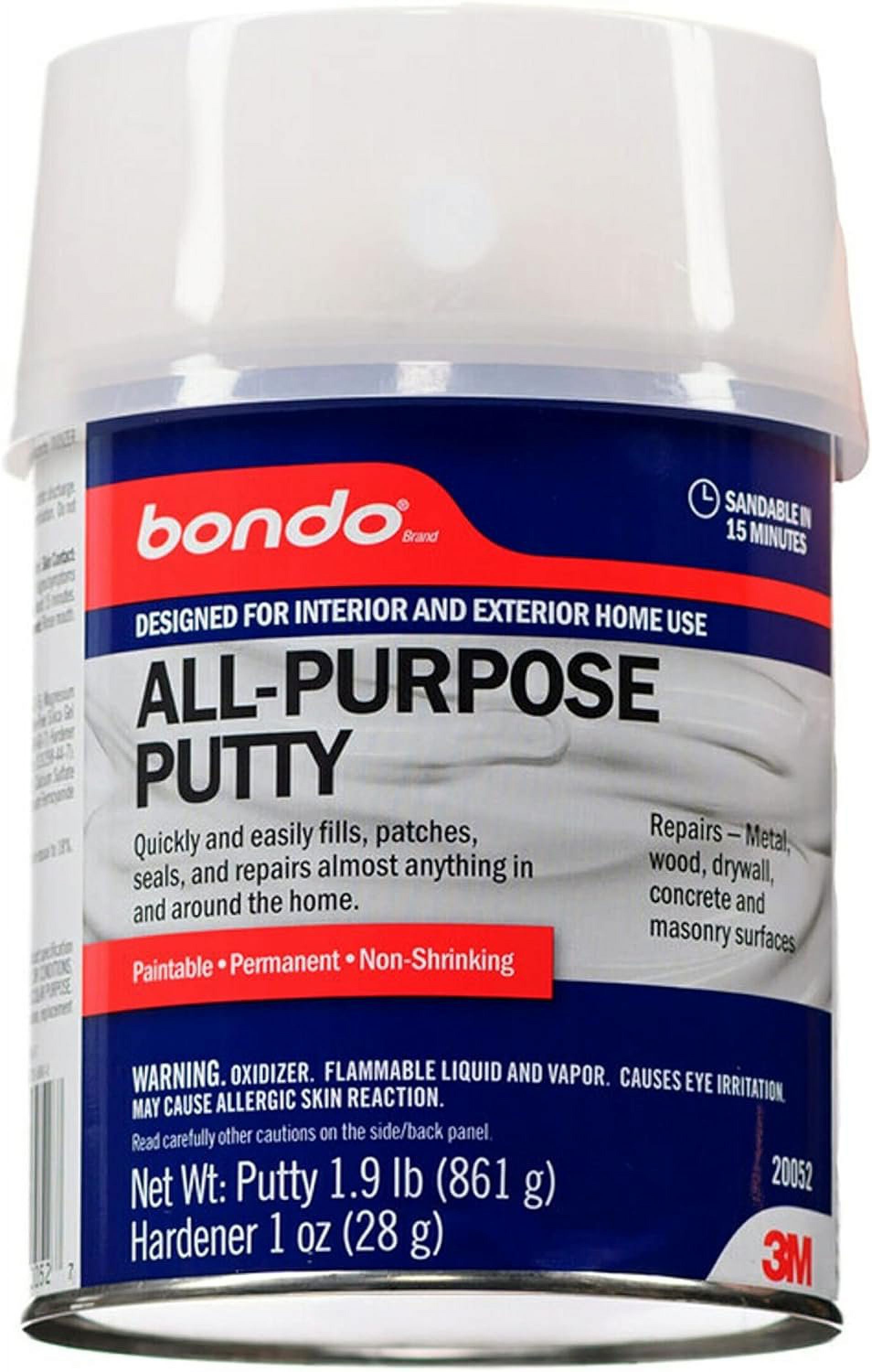 3M Bondo All-Purpose Putty, Designed for Interior and Exterior Home Use ...