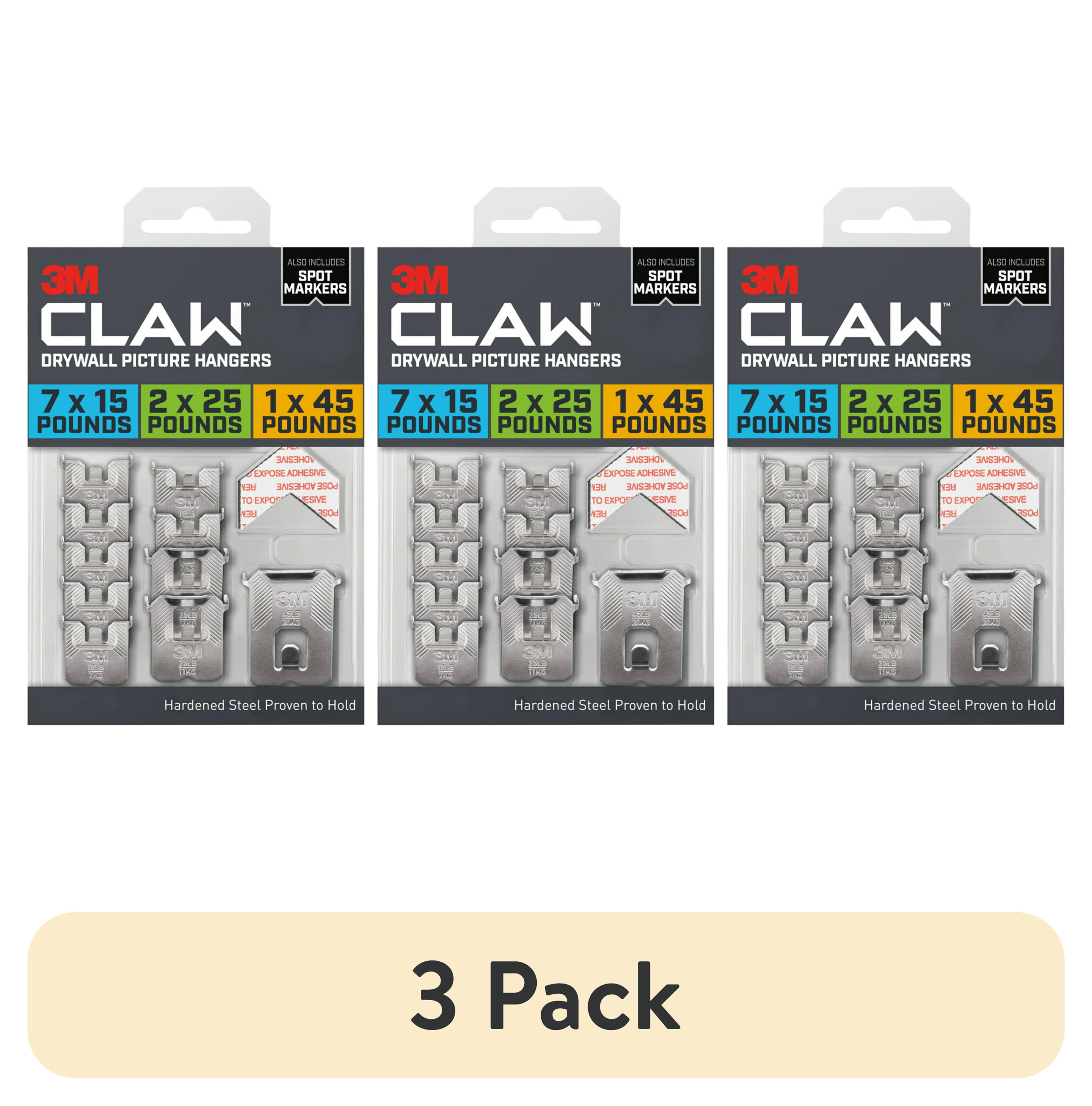 (3 pack) 3M CLAW Drywall Picture Hanger Kit, Variety Pack with Spot ...
