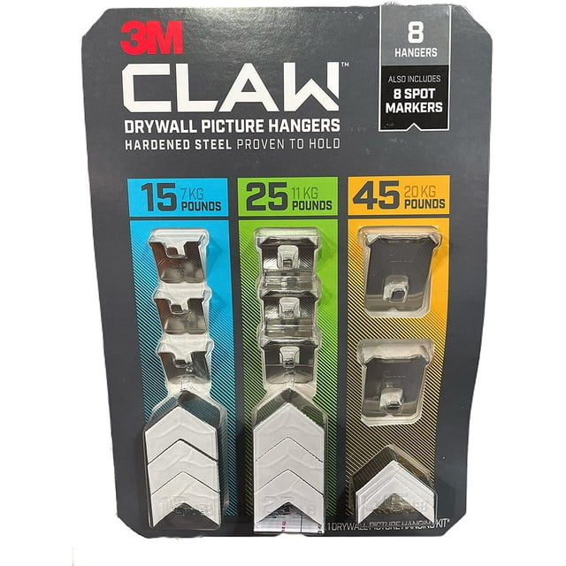 3M CLAW Award-Winning Drywall Picture Hanger with Spot Marker, 8 Pack ...