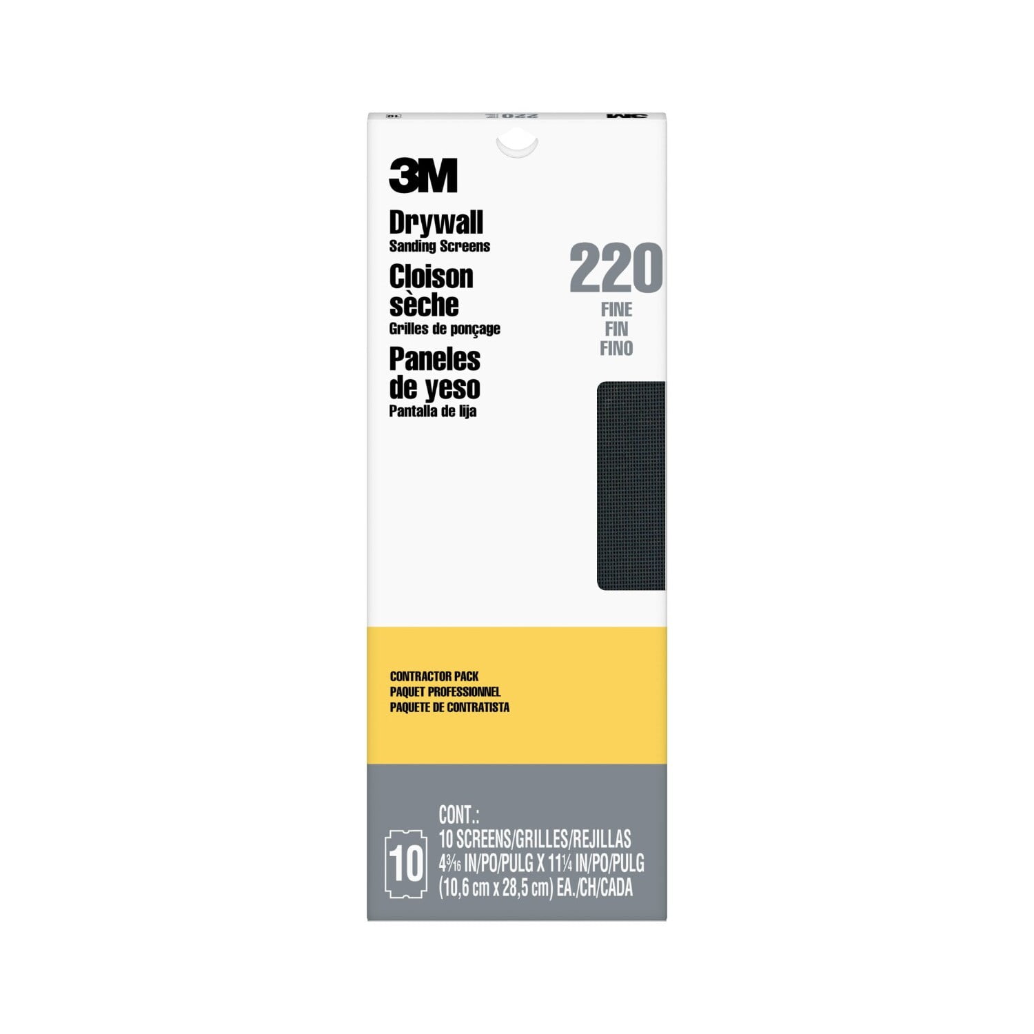 3M Drywall Sanding Screens, 220 Grit, 4 3/16 in. x 11 1/4 in., For ...